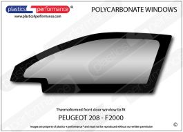 PEUGEOT 208 F2000 - Lexan Makrolon Polycarbonate left front door window