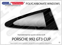 PORSCHE 992 GT3 CUP - Lexan Polycarbonate right rear quarter window ...