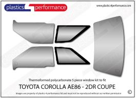 TOYOTA Corolla AE86 2dr Coupe - Lexan Polycarbonate window kit
