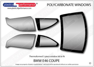 BMW E46 3 Series Coupe Lexan Polycarbonate windows - Plastics 4 Performance