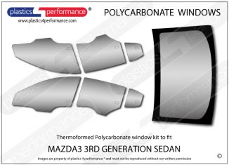 Mazda Mazda3 3rd Generation Fastback Sedan Lexan Polycarbonate windows ...