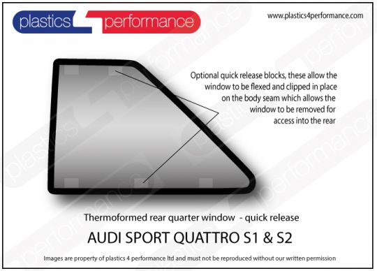 AUDI - Sport Quattro S1 / S2 - Lexan Polycarbonate left rear quarter window