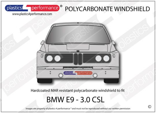 BMW - E9 3.0 CSL - Hardcoated Polycarbonate front windshield