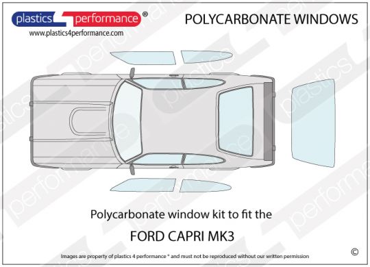 FORD - Capri Mk3 - Lexan Polycarbonate Makrolon window kit