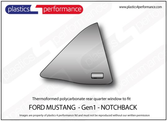 FORD - Mustang (Gen1 Notchback) - Lexan polycarbonate right hand rear ...