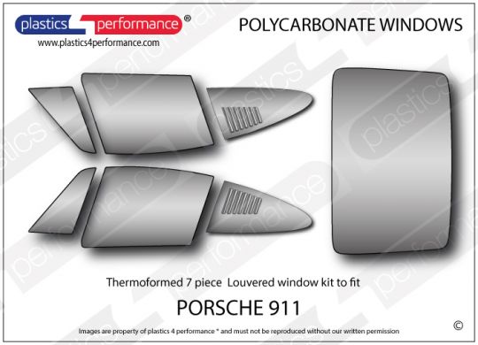 PORSCHE - 911 Lexan Makrolon Polycarbonate louvered window kit