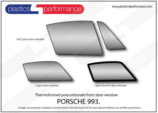 PORSCHE - 993 - Lexan Polycarbonate right front door window