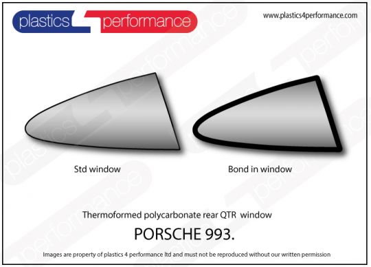 PORSCHE - 993 - Lexan Polycarbonate right rear quarter window