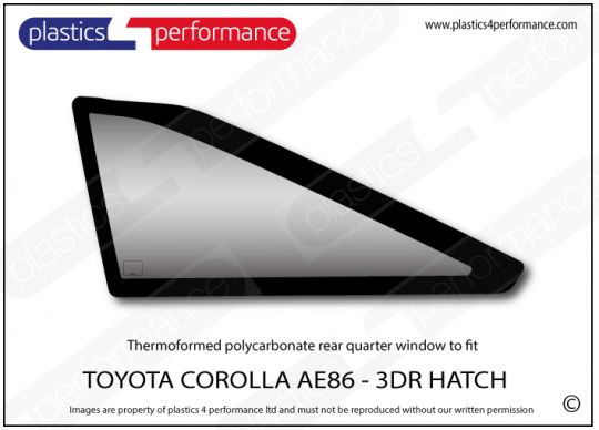 TOYOTA Corolla AE86 3dr Hatch - Lexan Polycarbonate left rear quarter ...