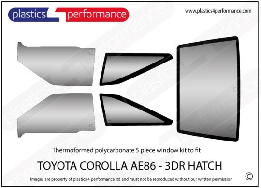 TOYOTA Corolla AE86 3dr Hatch - Lexan Polycarbonate window kit