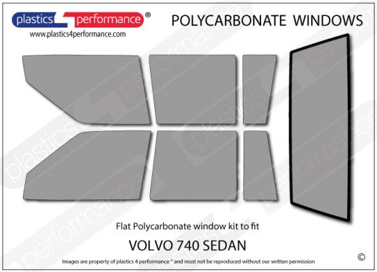VOLVO - 740 Sedan - Lexan Polycarbonate window kit