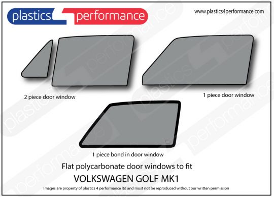 VOLKSWAGEN - Golf Mk1 - Lexan Polycarbonate left front door window