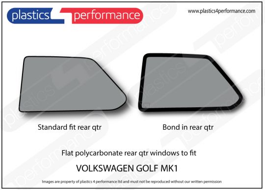 VOLKSWAGEN - Golf Mk1 - Lexan Polycarbonate left rear quarter window
